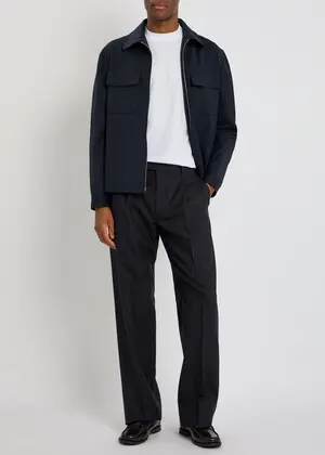 LARDINI Pinstriped Straight-leg Wool Trousers