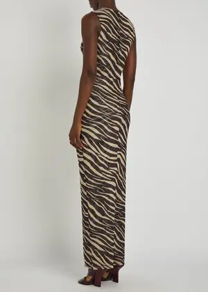 Ronny Kobo Krisa Zebra-print Mesh Maxi Dress - Multicoloured