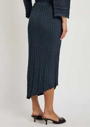 Issey Miyake Woven Midi Skirt With Asymmetric Hem