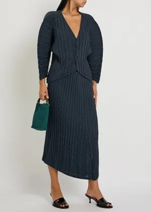 Issey Miyake Woven Midi Skirt With Asymmetric Hem