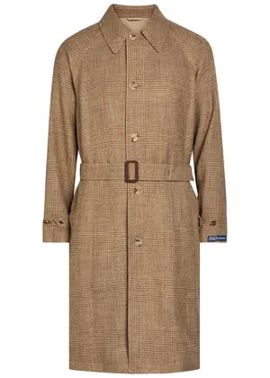 Polo Ralph Lauren Belted Silk And Linen-blend Coat - Brown