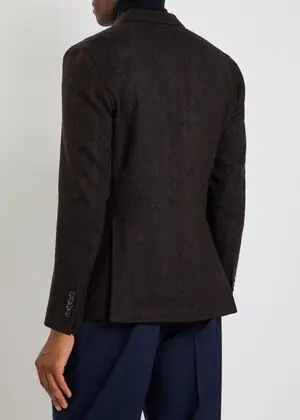 Boglioli Herringbone Double-breasted Wool Blazer