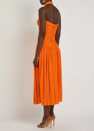 Ronny Kobo Wrenley Ruched Halterneck Midi Dress
