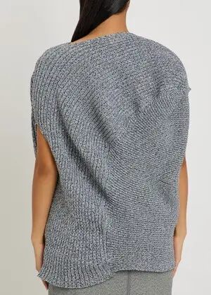 Issey Miyake Found Stone Asymmetric Ribbed-knit Top