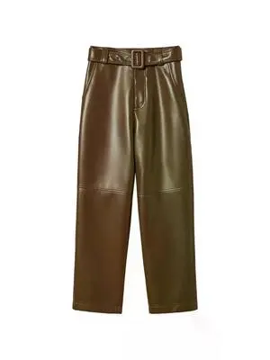 TWINSET Faux-leather Trousers With Belt - Brown