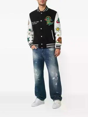Philipp Plein College Patch-detail Bomber Jacket - Black