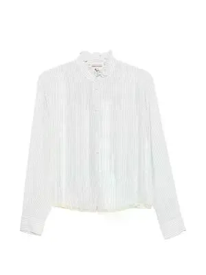 SEMICOUTURE Pinstripe Ruffled Shirt - White