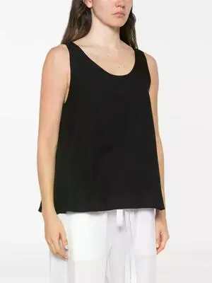 MOUTAKI Scoop Neck Sleeveless Blouse - Black