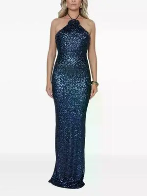 ROSERRY Sequin-embellished Halterneck Dress