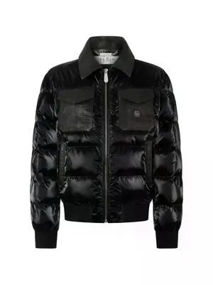 Philipp Plein Croc-effect Insert Puffer Jacket - Black