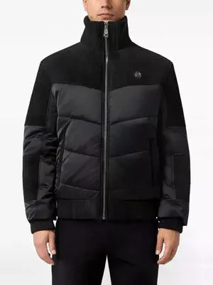 Philipp Plein Crocodile-effect Panelled Puffer Jacket