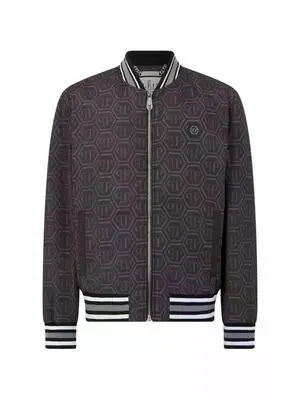 Philipp Plein Monogram-print Bomber Jacket - Black