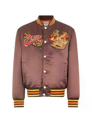 Philipp Plein Plein Dragon Stones Satin Bomber Jacket - Brown