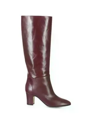 Alberta Ferretti Polished-finish Knee-high Block-heeled Boots - Red
