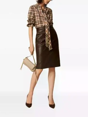 TWINSET Faux Leather Midi Skirt