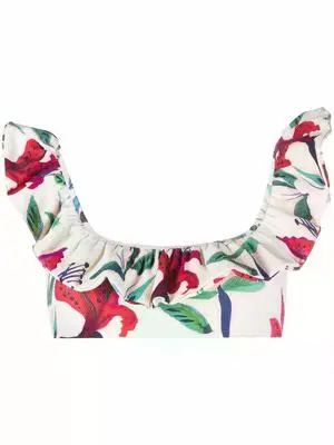 La DoubleJ Ruffle-trim Floral-print Top