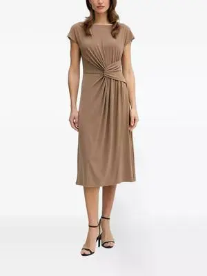 Joseph Ribkoff Twist-detail Cap-sleeve Midi Dress - Neutrals