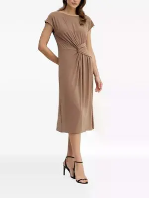 Joseph Ribkoff Twist-detail Cap-sleeve Midi Dress - Neutrals
