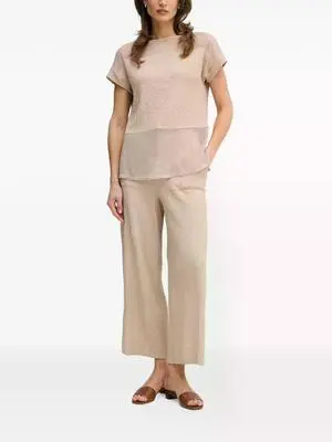 Joseph Ribkoff Mesh-panelled Crinkle-effect Top - Neutrals