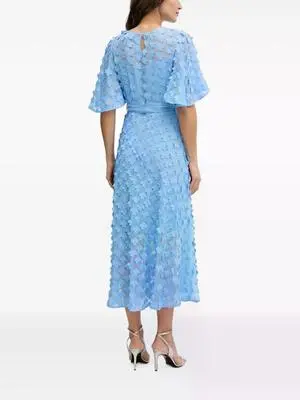 Joseph Ribkoff Floral Appliqué Belted Midi Dress