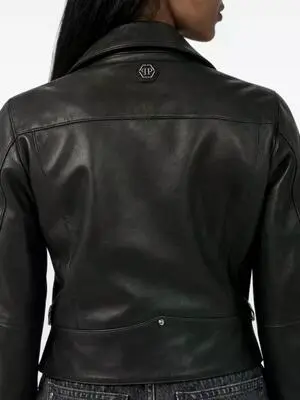 Philipp Plein Flower-detail Leather Biker Jacket