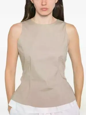 MOUTAKI Bow Detail Peplum Blouse - Neutrals