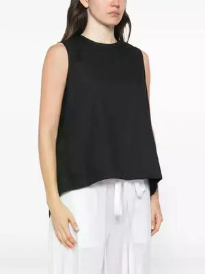 MOUTAKI Sleeveless Round Neck Blouse With Detachable Waist Belt - Black