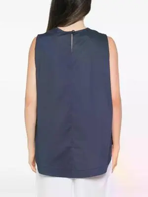 MOUTAKI Sleeveless Tie-fastening Blouse - Blue
