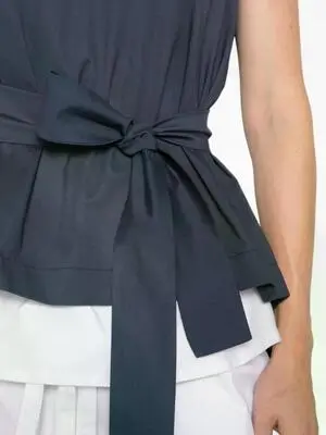 MOUTAKI Sleeveless Tie-fastening Blouse - Blue