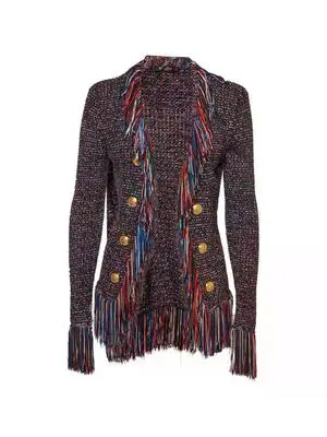 Balmain Button-embellished Fringed Jacket
