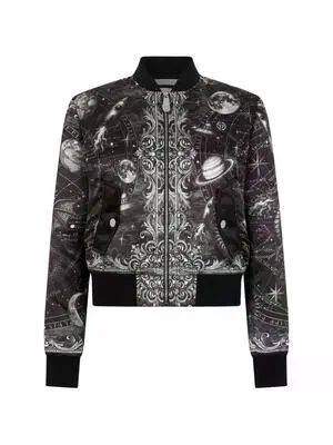 Philipp Plein Zodiac Satin Bomber Jacket - Black