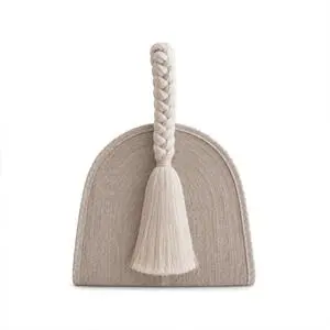 MONARCH Handwoven Raffia Bag With Braided Handle And Tassel Detail - Beige