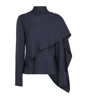 RÓHE Silk Foulard Top - Navy