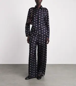 Max Mara Silk Printed Wide-leg Trousers