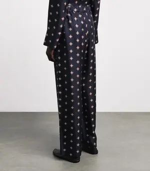 Max Mara Silk Printed Wide-leg Trousers