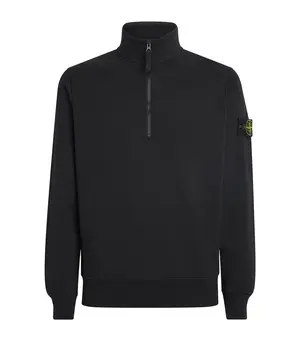 Stone Island Cotton Half-zip Sweatshirt - Black