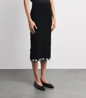 Maje Knitted Embellished Midi Skirt