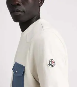 Moncler Cotton Denim-pocket T-shirt