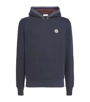 Moncler Cotton Logo Patch Hoodie - Navy