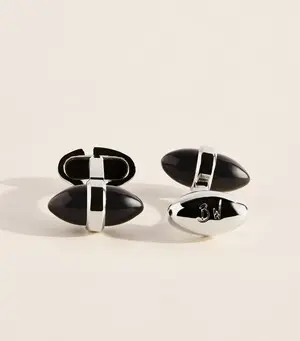 BABETTE WASSERMAN LONDON Rhodium-plated Onyx Sleek Bullet Cufflinks