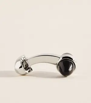 BABETTE WASSERMAN LONDON Rhodium-plated Onyx Sleek Bullet Cufflinks