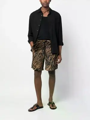TOM FORD Zebra-print Cotton Shorts - Brown
