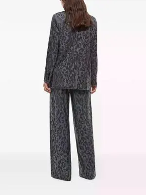 Pinko Wide-leg Animal Print Trousers With Micro-strass Embellishment