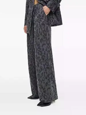 Pinko Wide-leg Animal Print Trousers With Micro-strass Embellishment