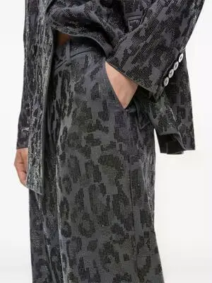 Pinko Wide-leg Animal Print Trousers With Micro-strass Embellishment