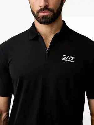 EA7 Logo-print Zip-neck Polo Shirt