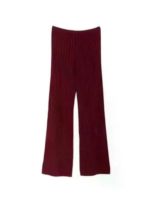 SPORTY & RICH Ribbed-knit Palazzo Pants - Red