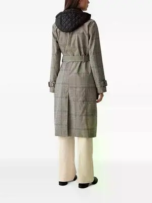 Dkny Gingham-pattern Hooded Trench Coat
