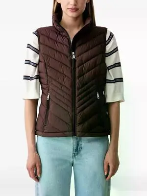 Dkny Quilted Gilet - Brown