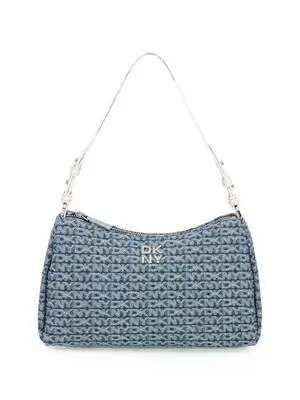 Dkny Monogram-logo Denim Tote Bag - Blue